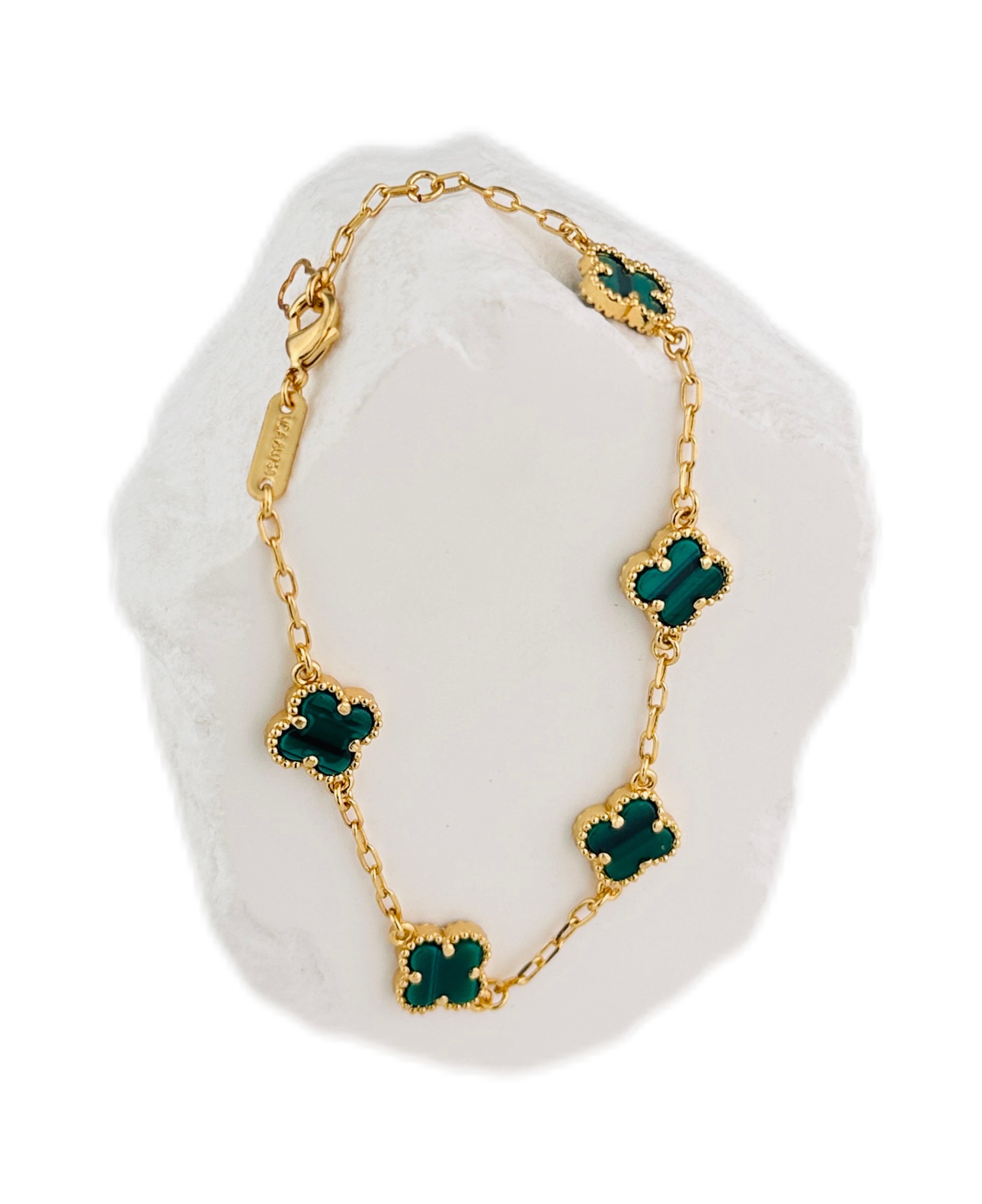 Pulsera Trebol Mediano Verde VCP40 – Piedra Luna Traditional