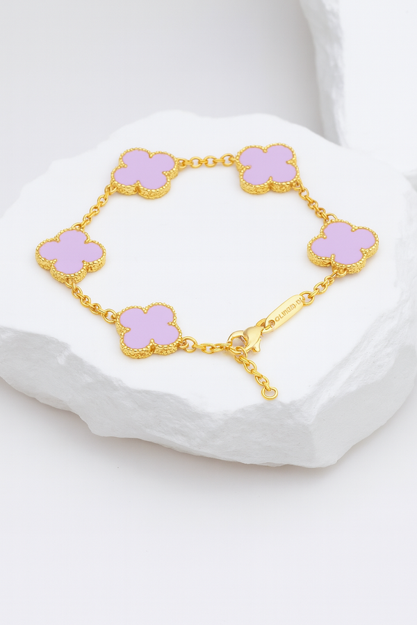 Pulsera Trebol Lila VCP34 – Piedra Luna Traditional